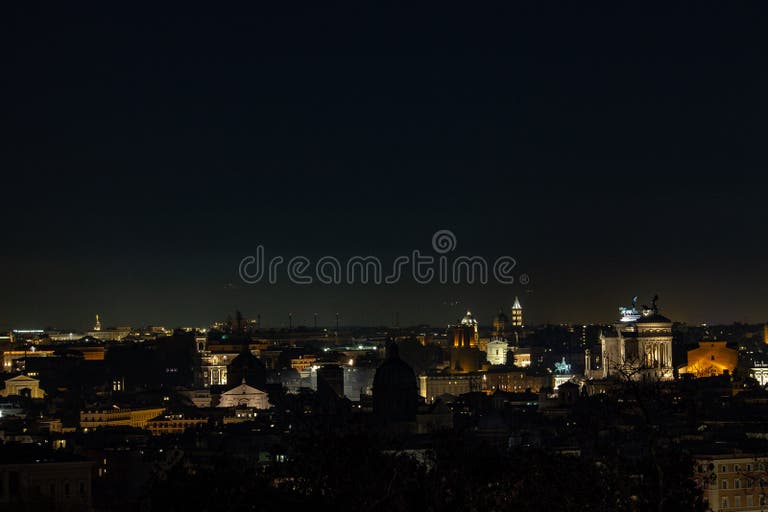 View of Rome, of the Main Monuments at Night. Stock Photo - Image of ...