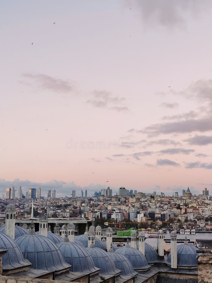 View from roof in Istanbul editorial photo. Image of skyscraper - 265454201
