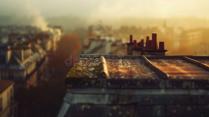 A View of a Roof Top with Many Chimneys on it, AI Stock Photo - Image ...