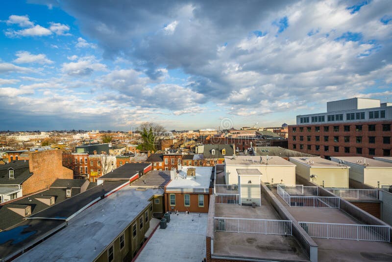 View of Rooftop Decks and Fells Point, in Baltimore, Maryland Stock ...