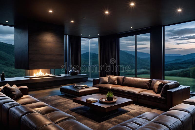 View of the Room from the Inside with Panoramic Floor-to-ceiling ...