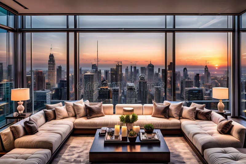 View of the Room from the Inside with Panoramic Floor-to-ceiling ...