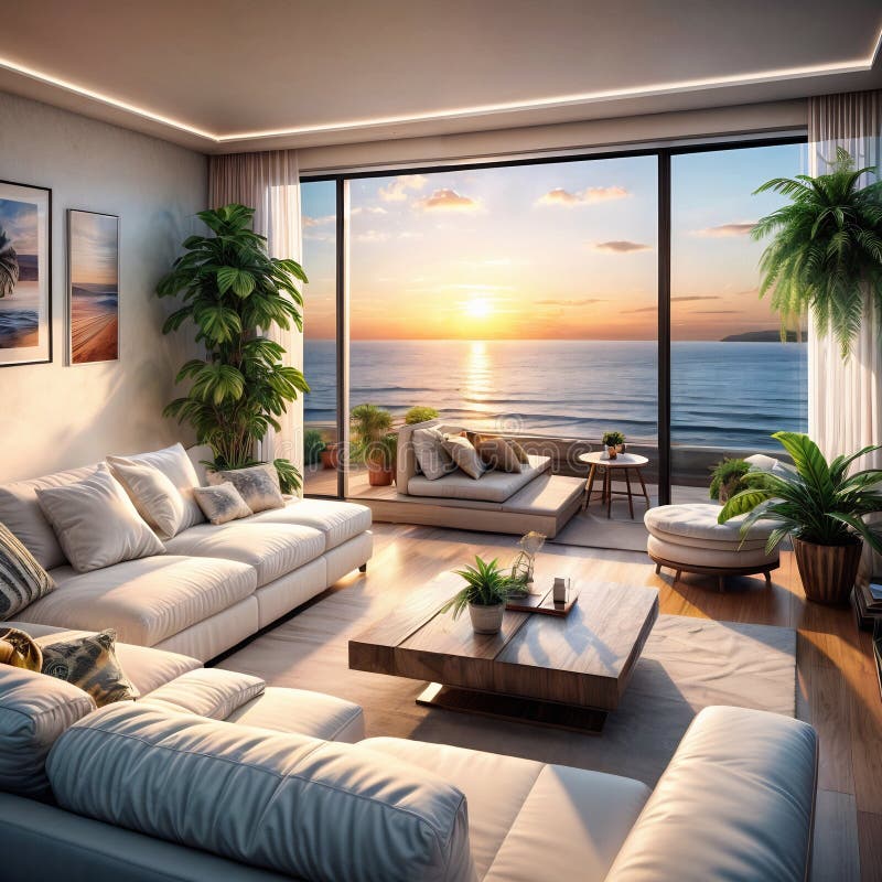 View of the Room from the Inside with Panoramic Windows with a Bright ...