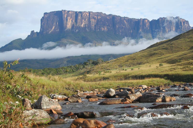 View from the Roraima Tepui on Kukenan Tepui at the Mist - Venezuela ...