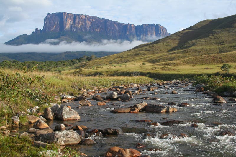 View from the Roraima Tepui on Kukenan Tepui at the Mist - Venezuela ...