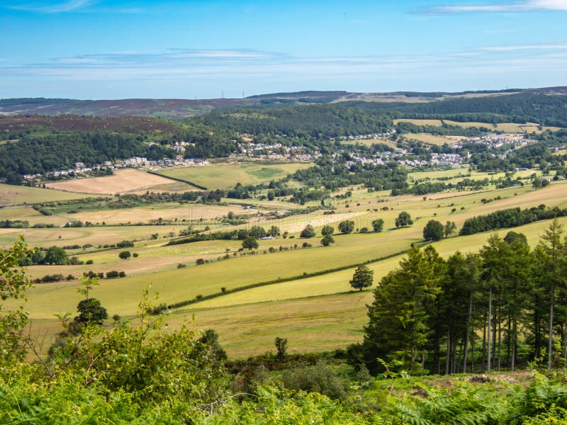 View of Rothbury Town from Simonside Hills Stock Image - Image of north ...