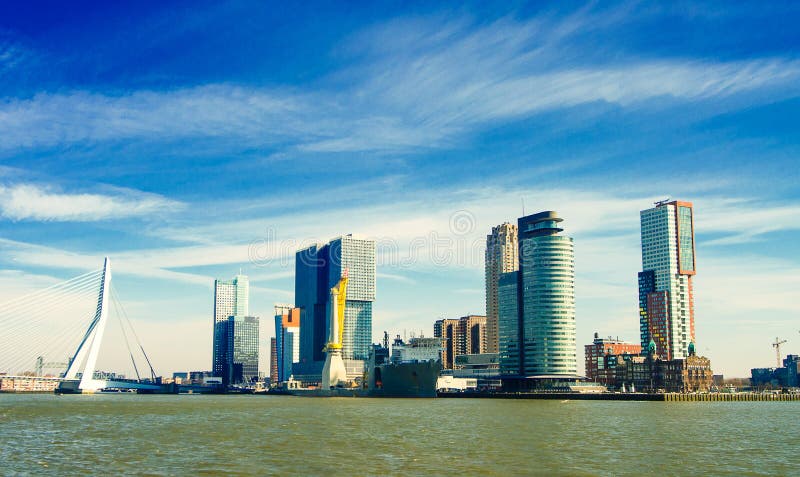 View of Rotterdam stock image. Image of river, cloud - 112483831