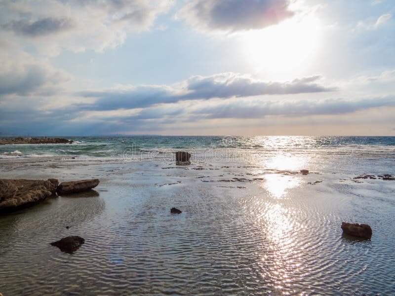 Sea in Batroun, Lebanon stock image. Image of building - 139188627