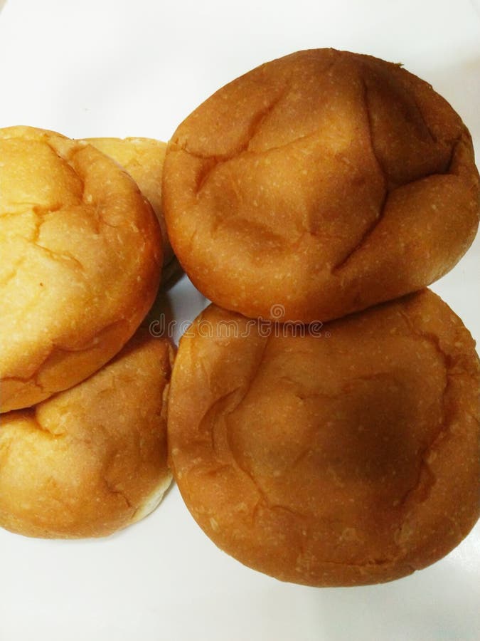 A View of Round Bun in a White Background Stock Photo - Image of baking ...