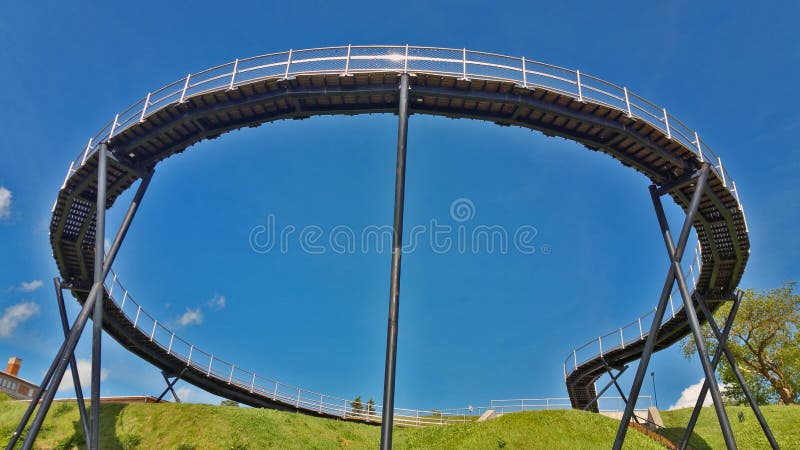 Big Round Pedestrian Bridge and Road Stock Image - Image of yokohama ...