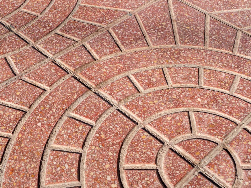 Diagonal View on a Rounded Pattern on a Red Stone Pavement Stock Photo ...