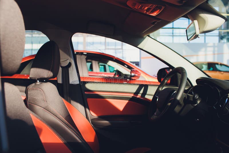 View of Row New Car at New Car Showroom Stock Image - Image of hybrid ...