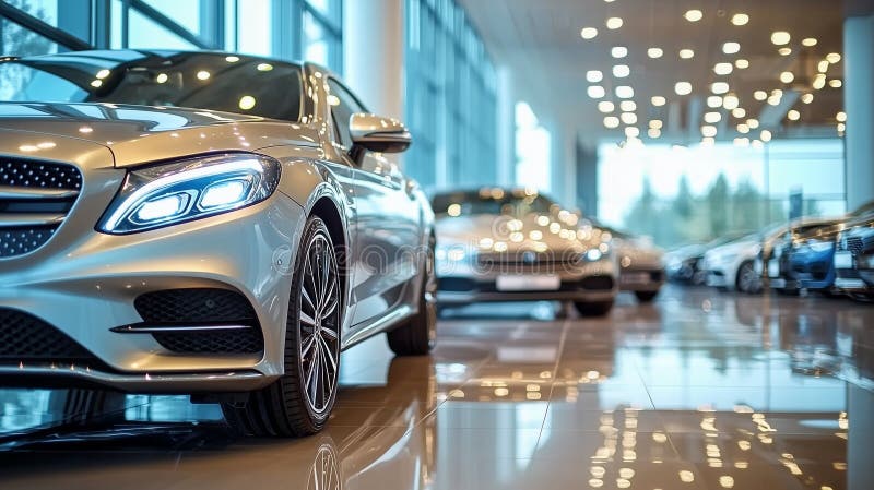 View of Row New Car at New Car Showroom Stock Photo - Image of service ...