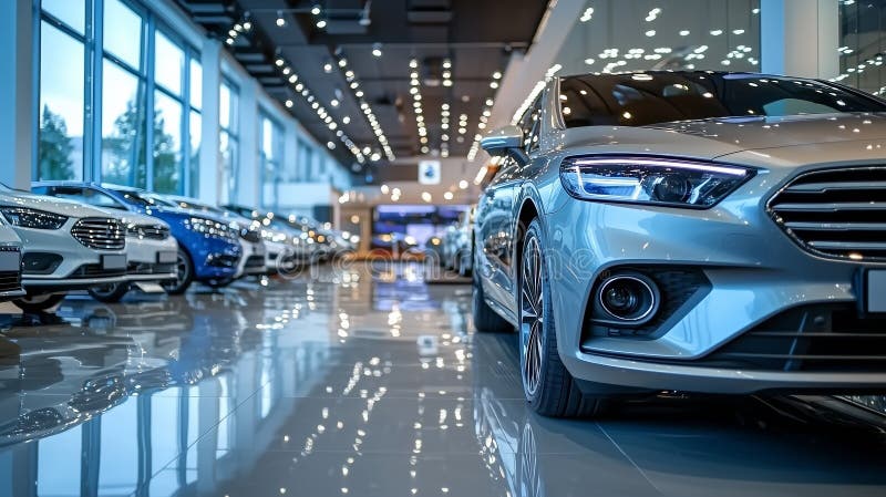View of Row New Car at New Car Showroom Stock Image - Image of ...