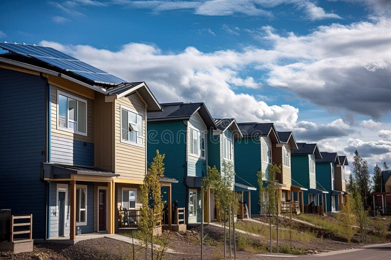 View of Row Newly Constructed Housing Development. Stock Illustration ...
