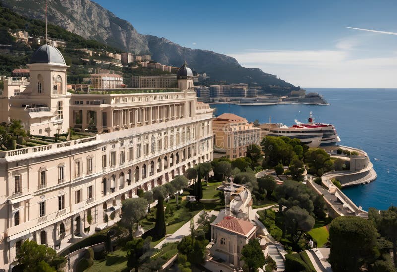 A View of the Royal Palace in Monaco Stock Illustration - Illustration ...