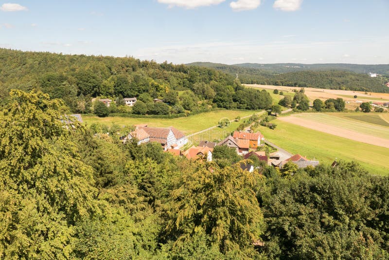 View from the Ruin Tower Burg Lowenstein . Stock Image - Image of land ...