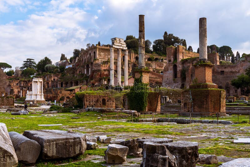 View of Ruins of Ancient Roman Temple Stock Image - Image of exterior ...