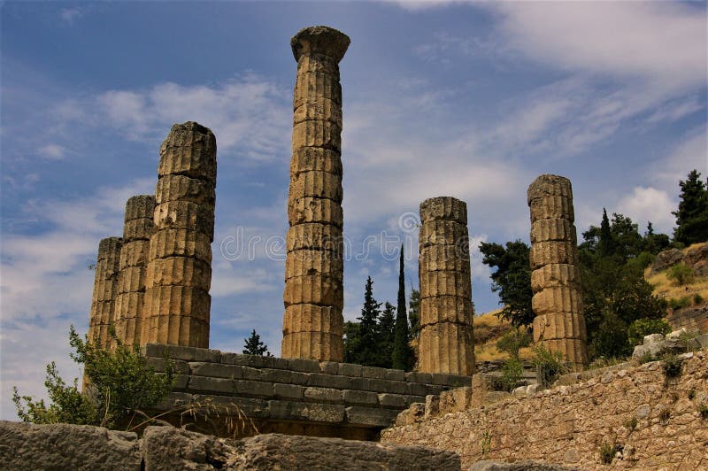 View of Ruins of Apollo Temple in Delphi Stock Image - Image of greece ...