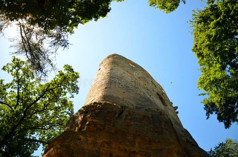 A View of the Ruins of the Castle Tower in the Middle of Europe`s ...