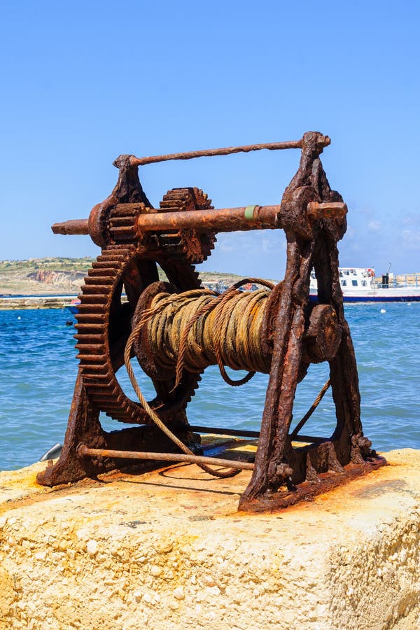 Rusted Cable Roller, in Qawra Stock Image - Image of rusty, boat: 267899845