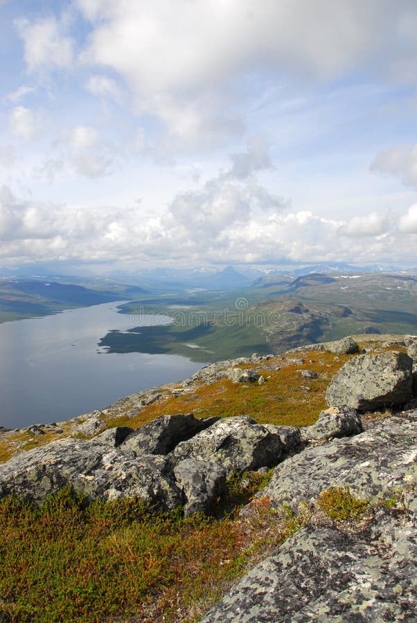 View from Saana fell stock image. Image of lake, cloud - 12316421