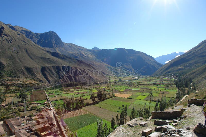 Beautiful View of the Sacred Valley, Andes Mountain in the Background ...