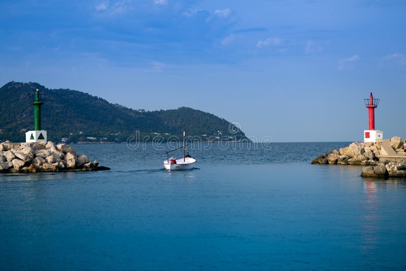 Green and Red Lighthouses stock image. Image of lighting - 3945635