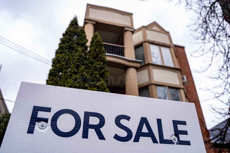 View of the for Sale Sign in Front of the House Stock Image - Image of ...