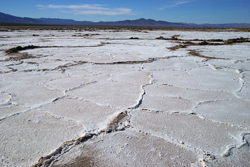 A View of Salt Desert Field with Crystallized Dry Salt Formations and ...