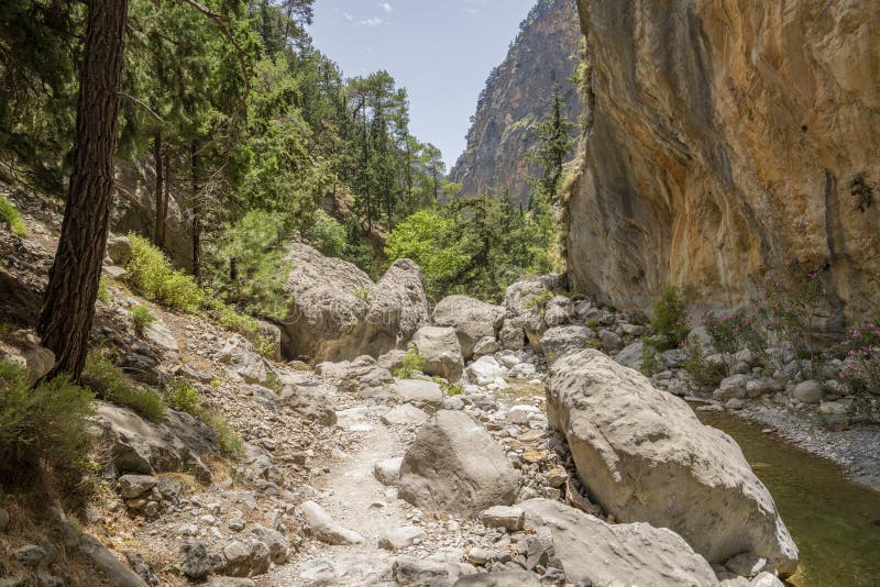 View of the Samaria Gorge stock photo. Image of cliffs - 285095986