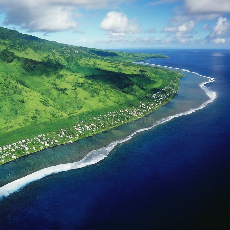 A View of the Island of Samoa Stock Illustration - Illustration of ...