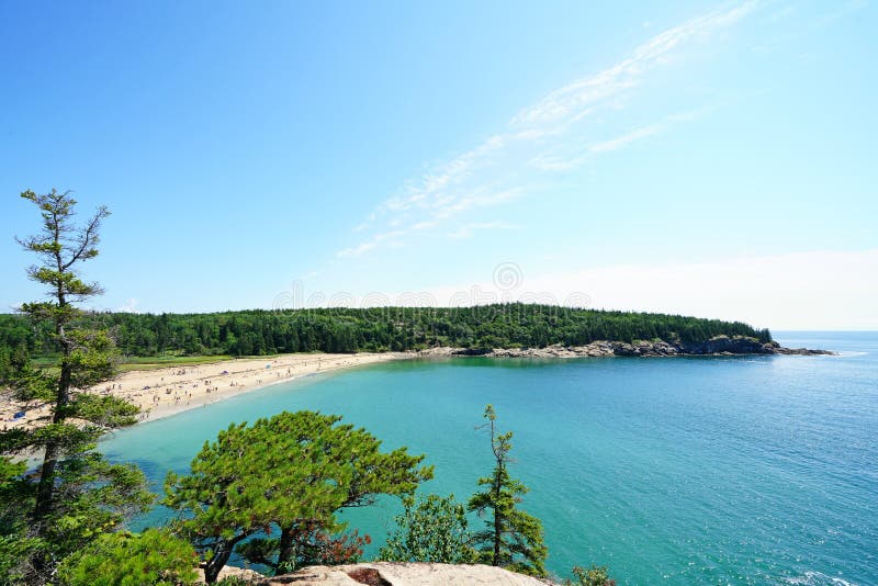 View of Sand Beach in Acadia National Park, Maine Stock Image - Image ...
