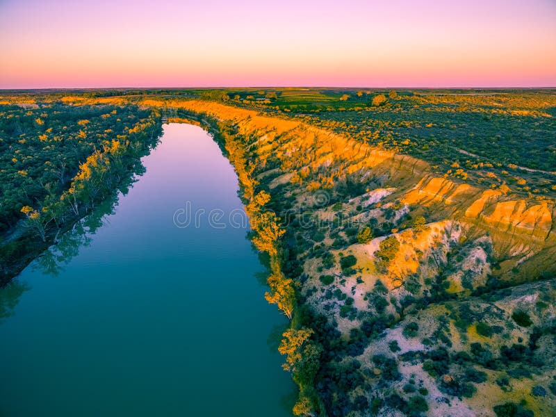View of Sandstone Cliffs and Murray RIver at Sunset. Stock Image ...