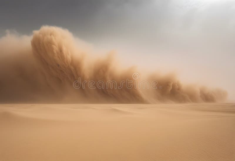 A View of a Sandstorm in the Desert Stock Illustration - Illustration ...