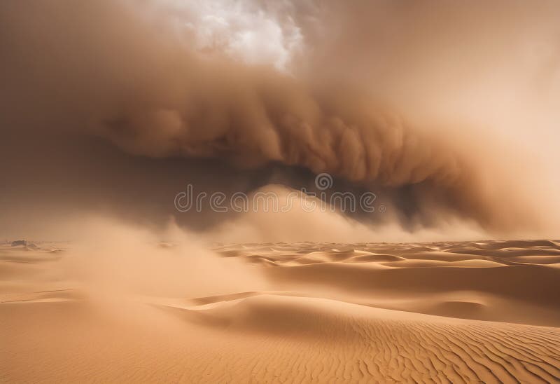 A View of a Sandstorm in the Desert Stock Illustration - Illustration ...