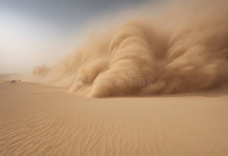 A View of a Sandstorm in the Desert Stock Illustration - Illustration ...