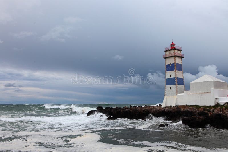 Lighthouse in Cascais Seaside, Portugal Stock Photo - Image of atlantic ...