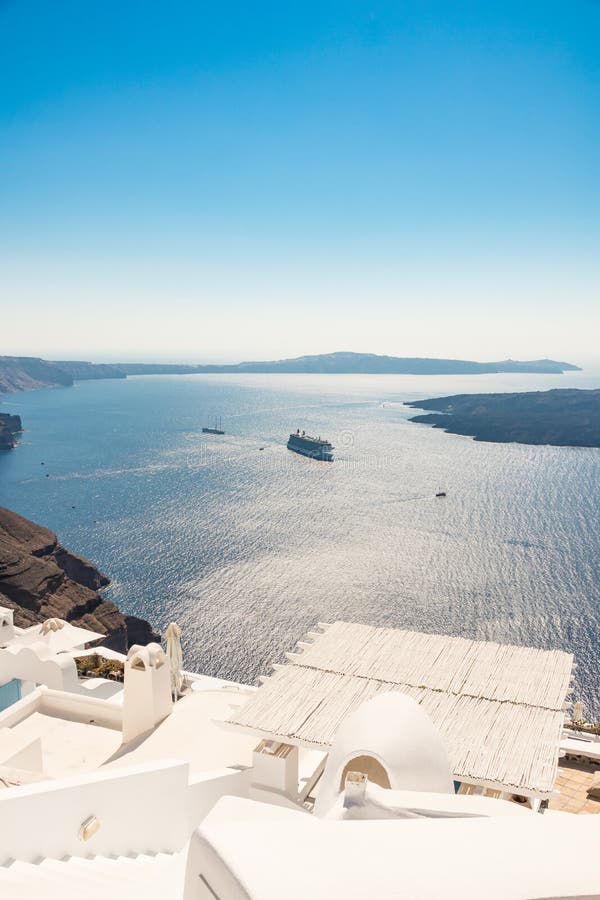 View of Santorini Caldera in Greece from the Coast Stock Photo - Image ...