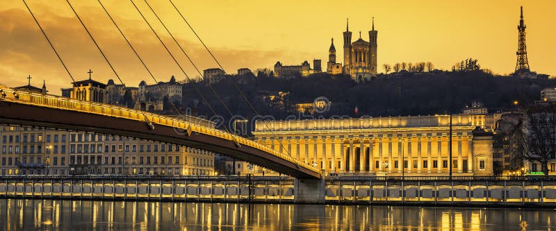 Lyon sunset, France stock photo. Image of hotel, basilica - 14926404