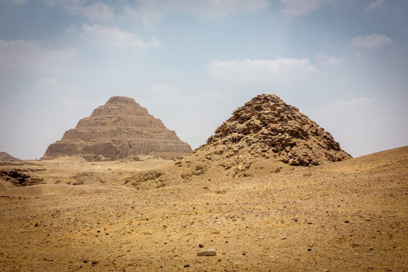 View of Saqqara Necropolis with Djoser S Step Pyramid and the Pyramid ...