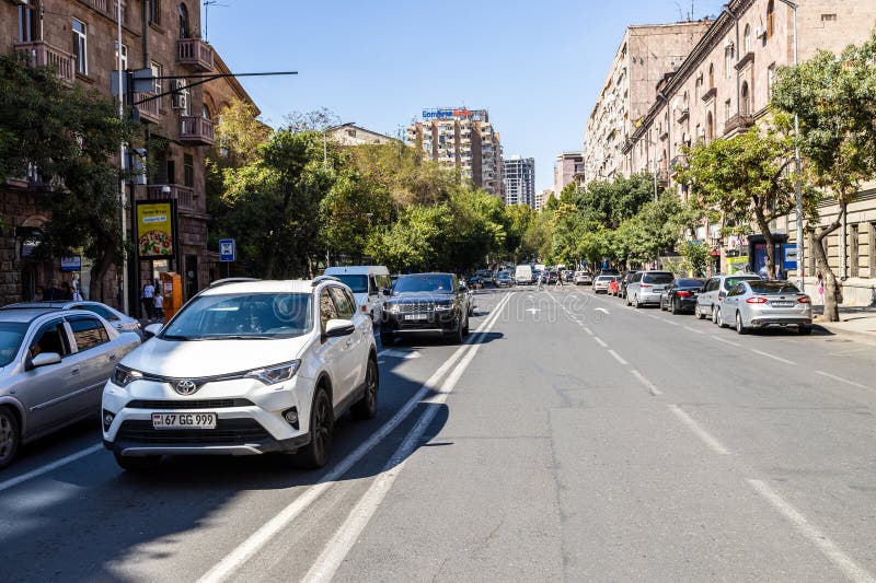 View of Sayat-nova Ave with Cars in Yerevan City Editorial Photo ...