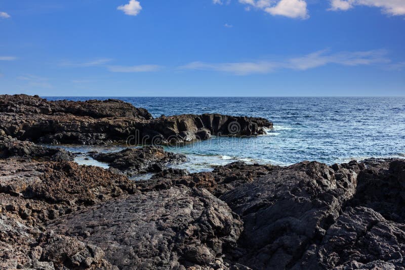 View of the Scenic Lava Rock Cliff in the Linosa Island Stock Image ...