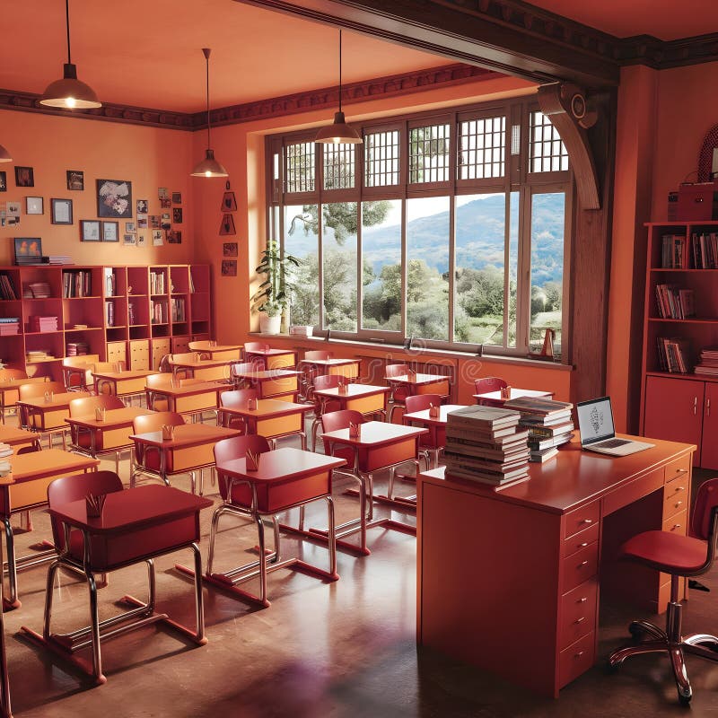 View of School Classroom Interior Empty Kids Room. Stock Photo - Image ...