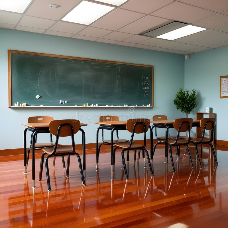 View of School Classroom Interior Empty Kids Room. Stock Image - Image ...
