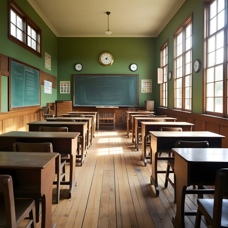 View of School Classroom Interior Empty Kids Room. Stock Image - Image ...
