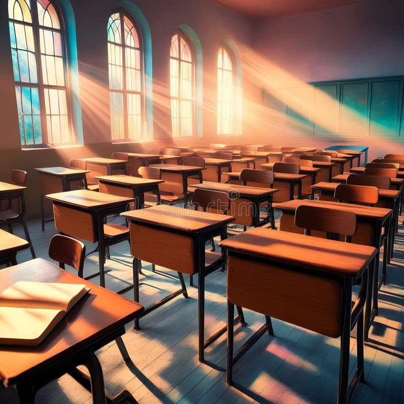 View of School Classroom Interior Empty Kids Room. Stock Image - Image ...
