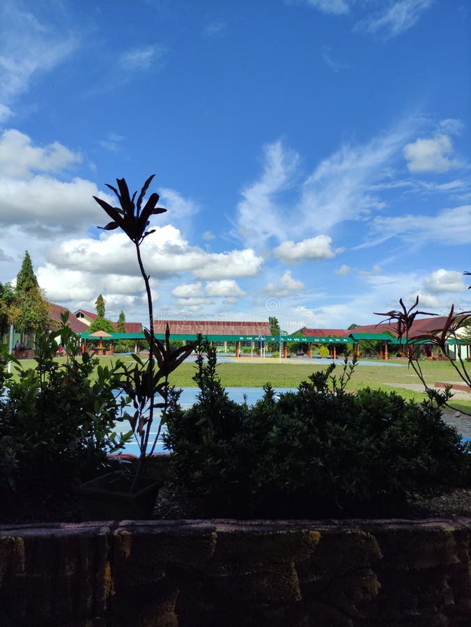 View of the School Sky in the Morning Editorial Image - Image of school ...