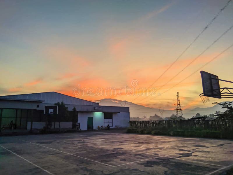 View of the School Yard & X28;field& X29; in the Morning Stock ...