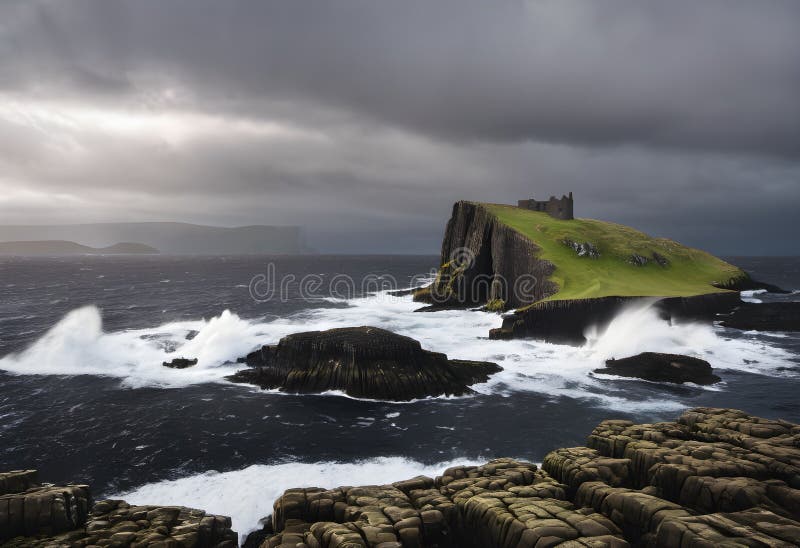 A View of the Scottish Island of Staffa Stock Illustration ...
